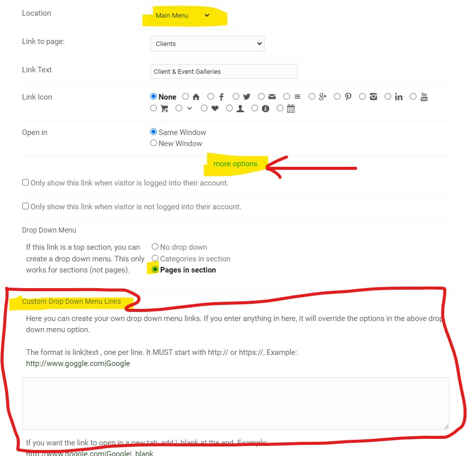 Main Menu Drop Down and Sub-Links - Support Forum | Sytist | PicturesPro